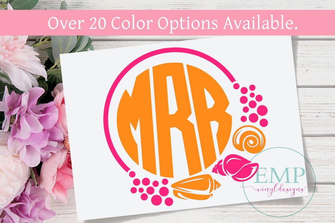 Seashell Monogram Decal Beach Monogram Summer Monogram - Etsy