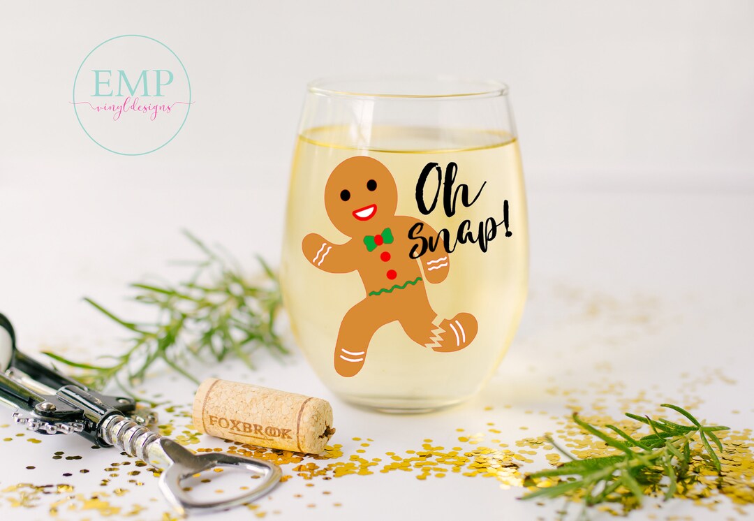 Oh Snap Stemless Wine Glass, Gingerbread Man Wine Glass, Christmas Wine ...