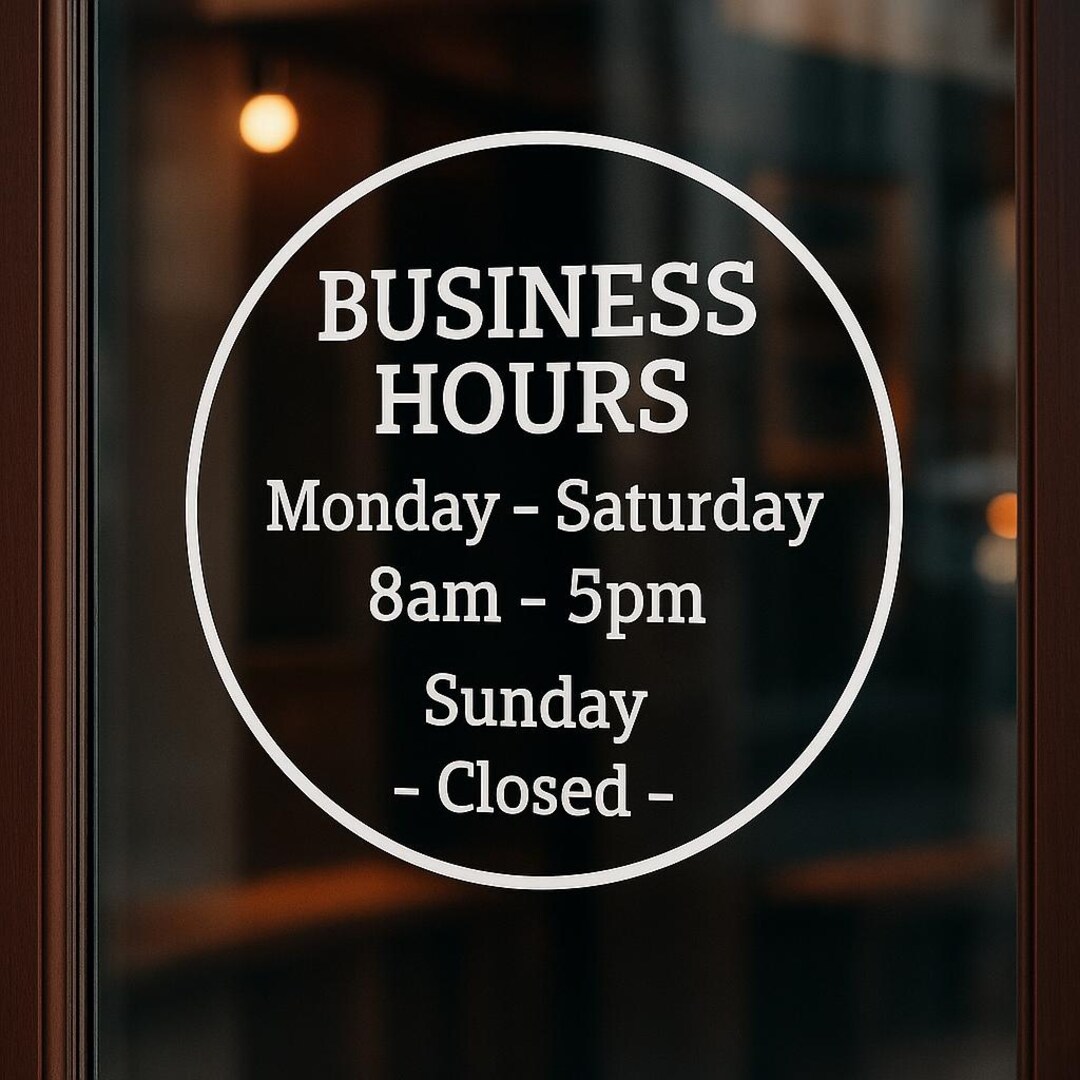 Custom Business Hours Vinyl Door Decal – Storefront Window Sign for ...