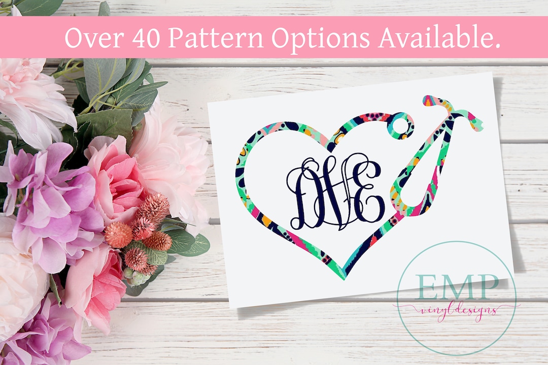 Monogram Stethoscope Decal, Nursing Decal, Nurse Decal, RN Decal ...