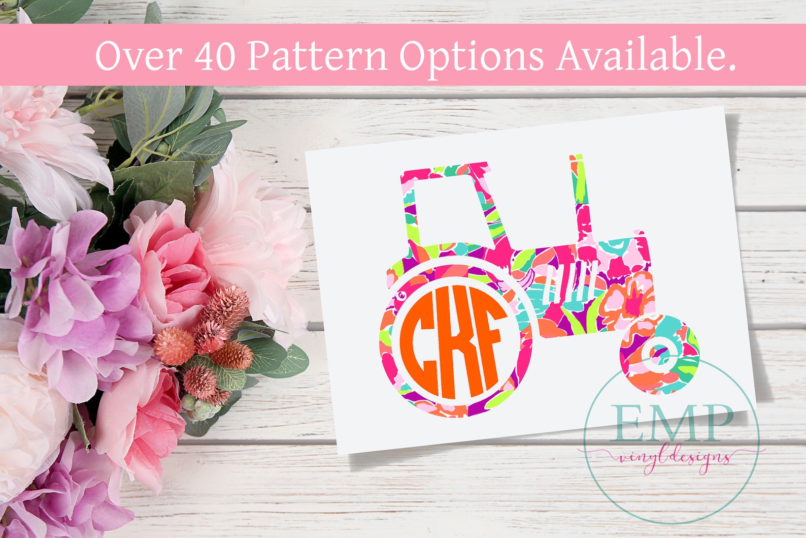 Tractor Decal Tractor Car Decal Monogram Vinyl Decal | Etsy