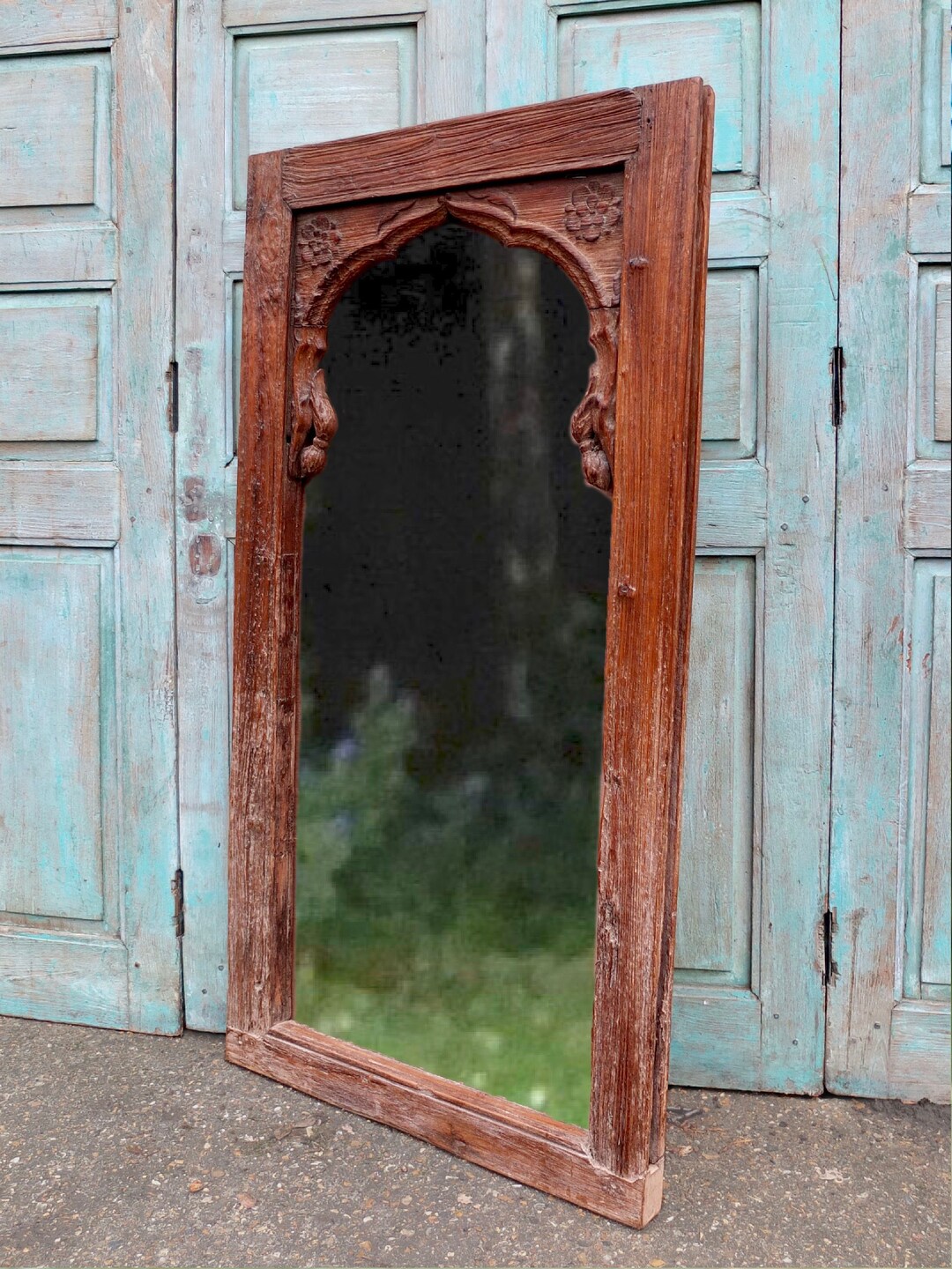 Large Antique Carved Wooden Arched Frame With Mirror - Etsy