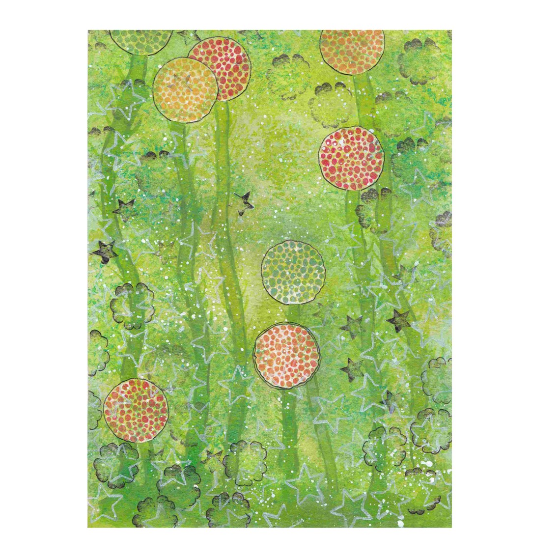 Printable Art Journal Background, Vertical, Plants & Flowers, Green ...