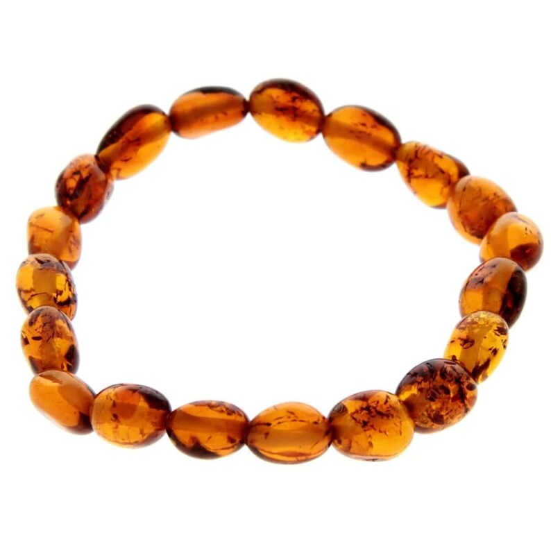 Certified Baltic Amber Bean Beads Bracelet Elasticated - Sizes Child to ...
