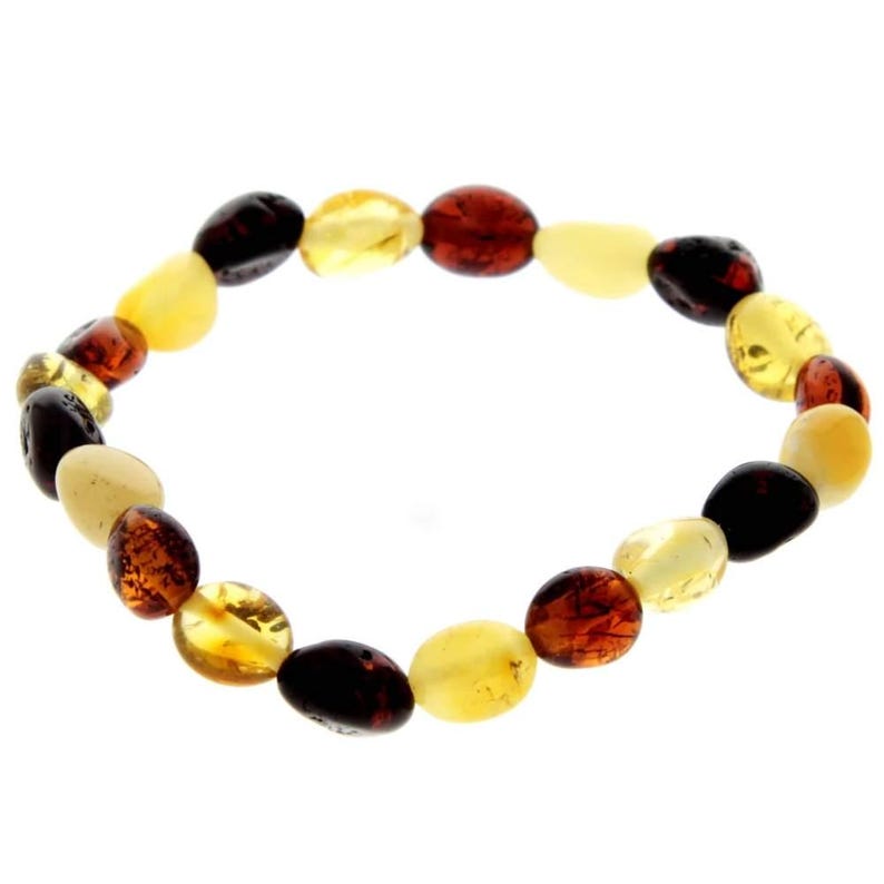 Certified Baltic Amber Bean Beads Bracelet Elasticated - Sizes Child to ...