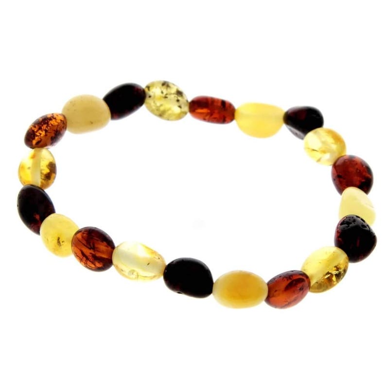 Certified Baltic Amber Bean Beads Bracelet Elasticated - Sizes Child to ...