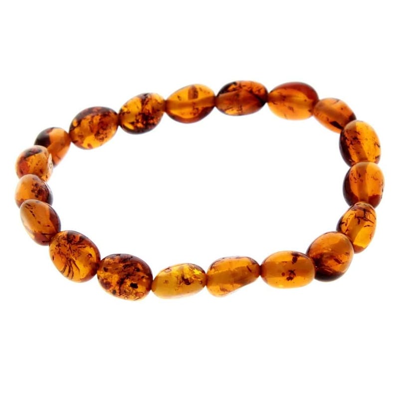 Certified Baltic Amber Bean Beads Bracelet Elasticated - Sizes Child to ...