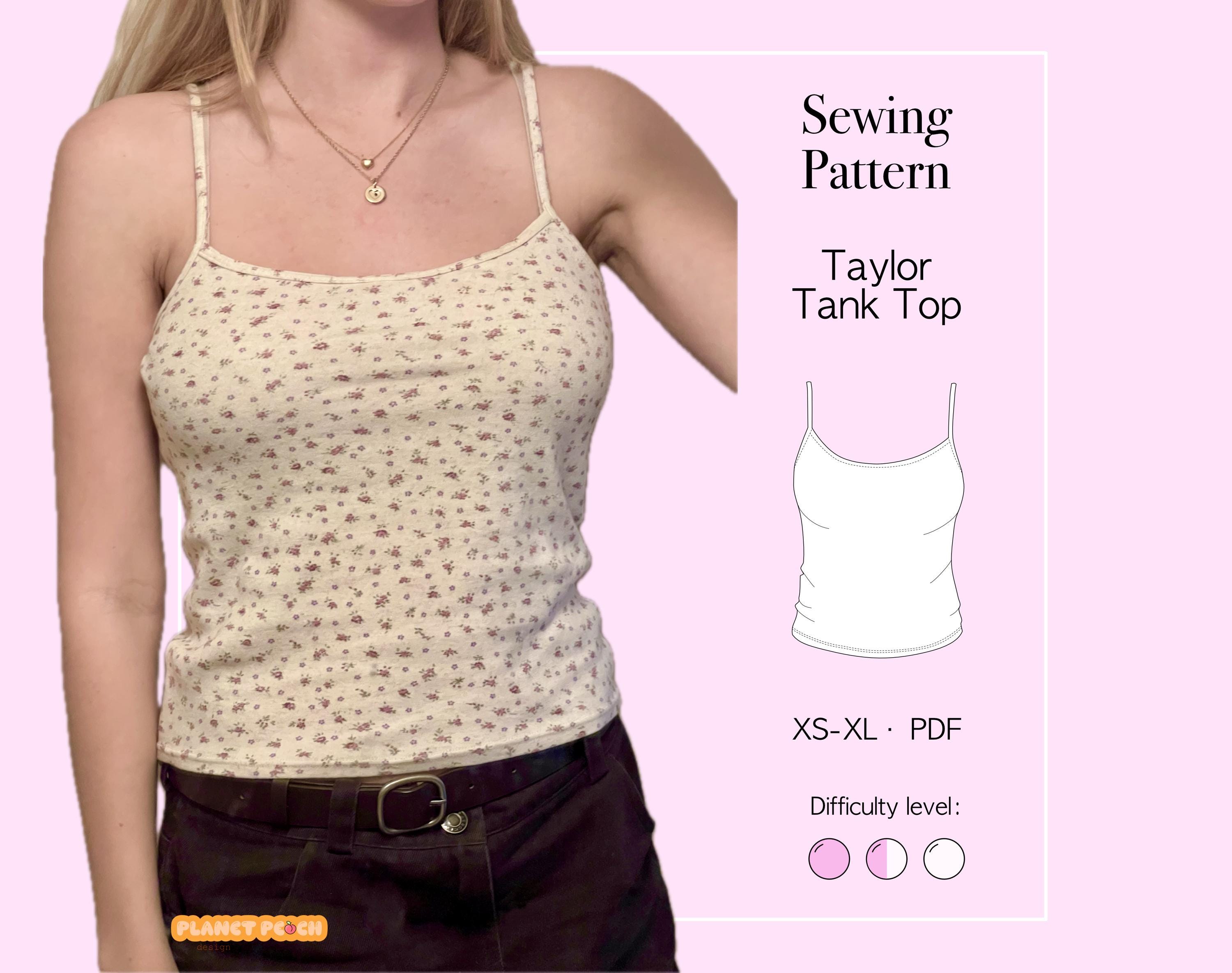 Tank Top Sewing Pattern PDF: Fitted Stretch Jersey Cami (sizes XS-XL ...