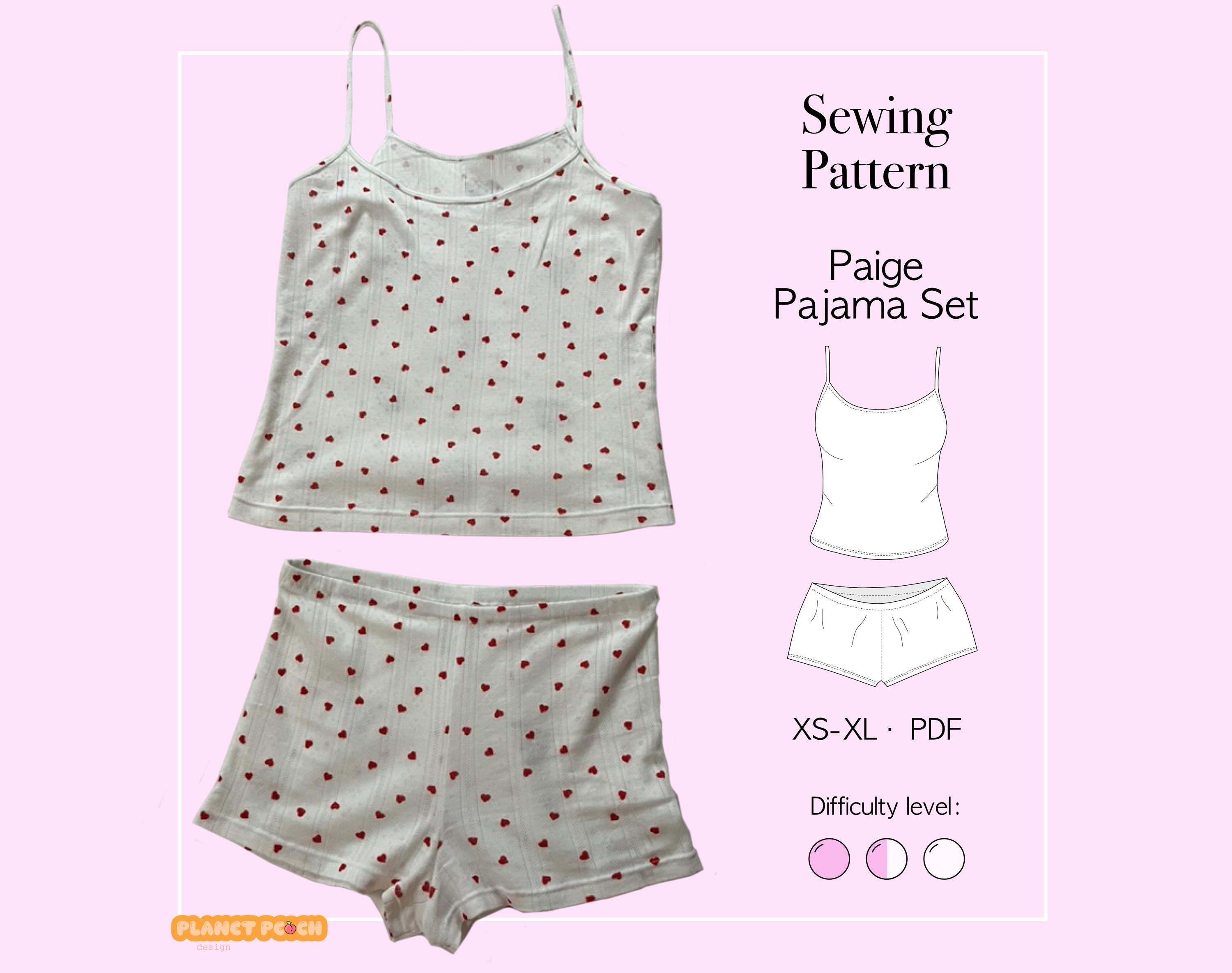 Pajama Set Sewing Pattern PDF: Boyshort Tank Top Loungewear (sizes XS ...