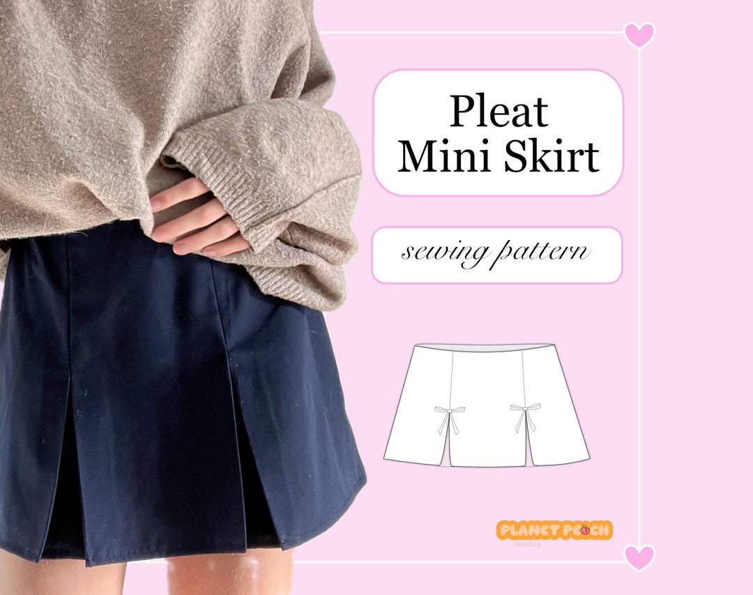 Pleat Skirt Sewing Pattern PDF Sizes XS-XL | Pleated Mini Skirt Sewing ...