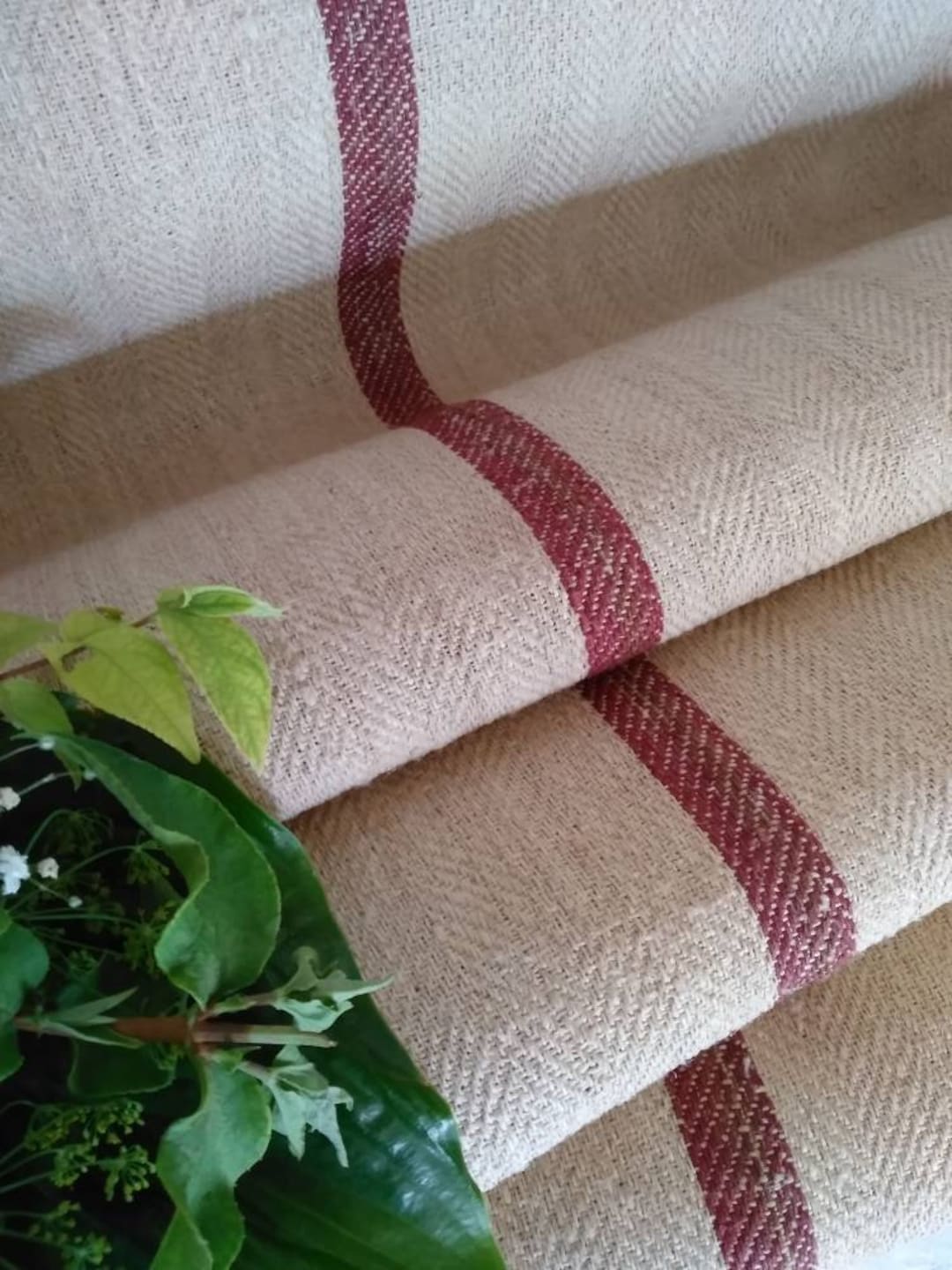 Heavy Farmhouse Stair Runner Herringbone Fabric, Antique European ...