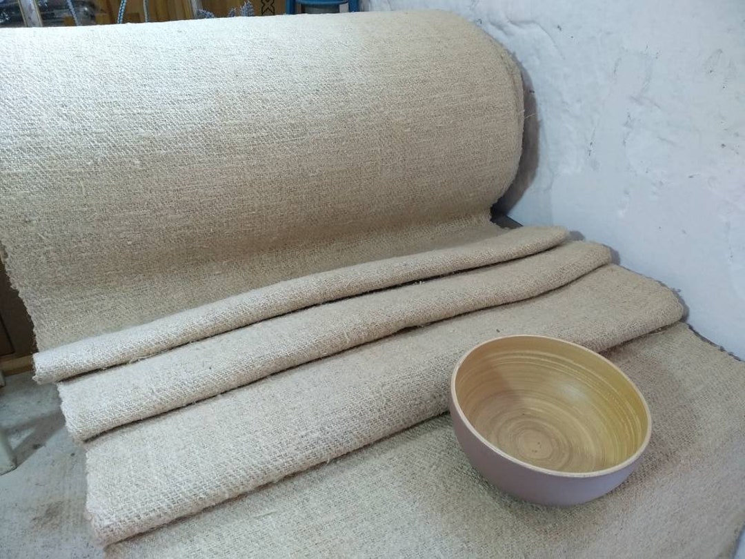 Homespun Hemp Grain Sack Fabric: Solid Twill Upholstery, Farmhouse ...