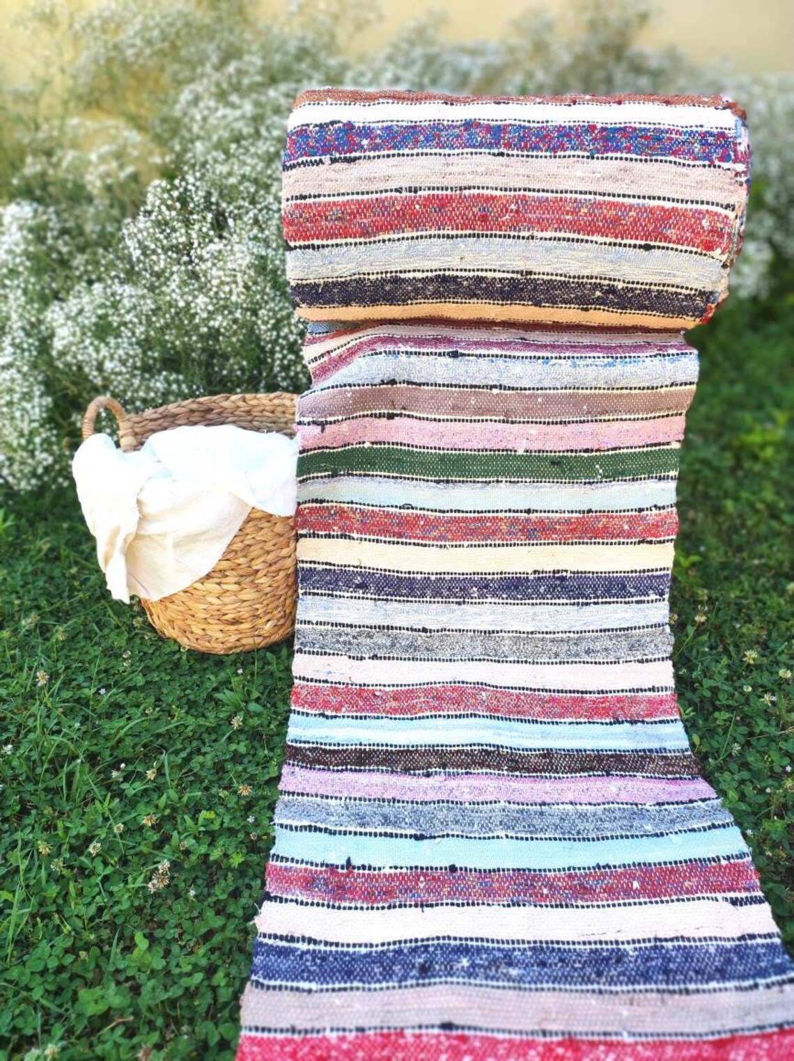 Vintage Handmade Rag Rug Runner Farmhouse Cottage Kitchen - Etsy
