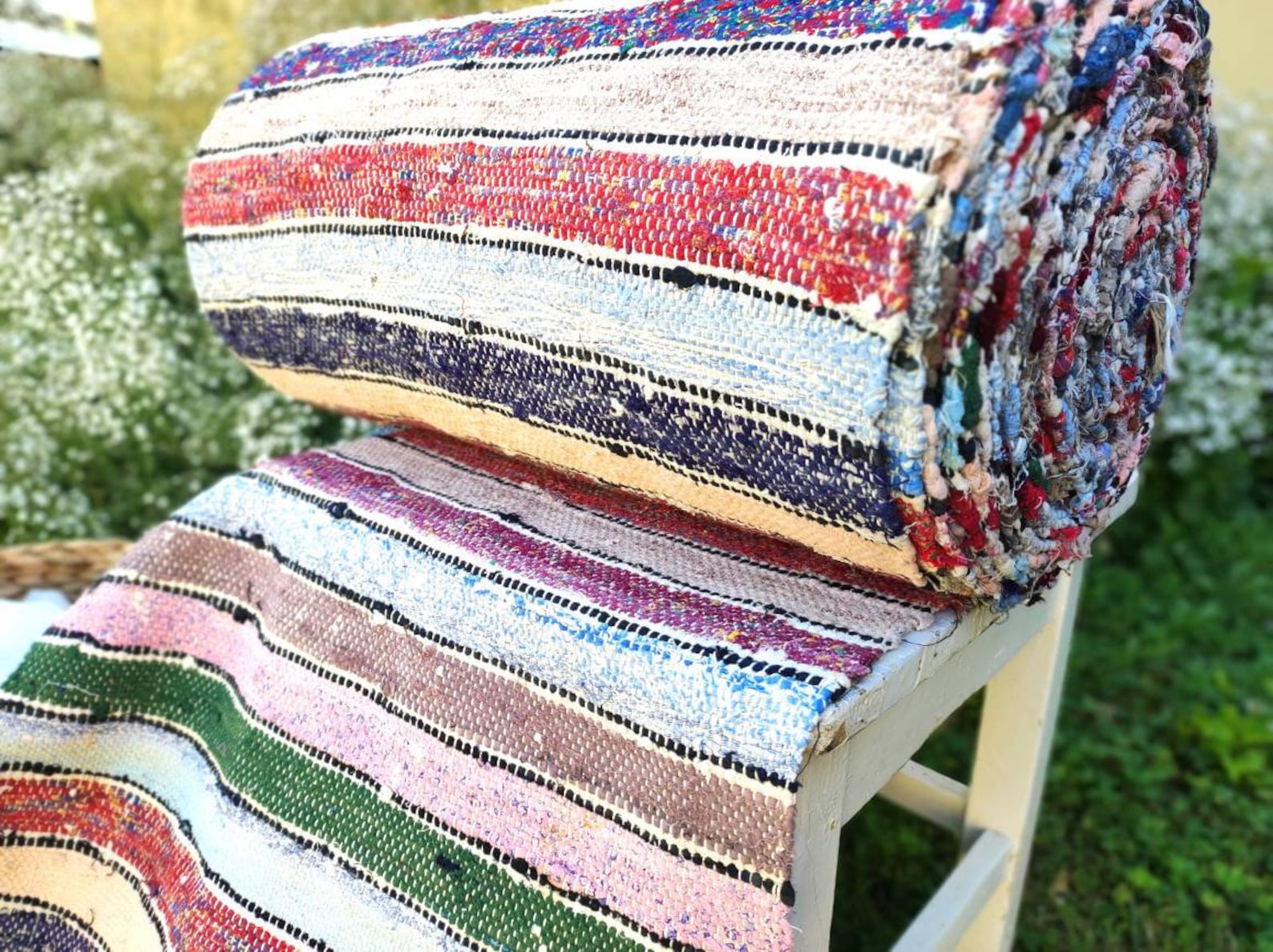 Vintage Handmade Rag Rug Runner Farmhouse Cottage Kitchen - Etsy