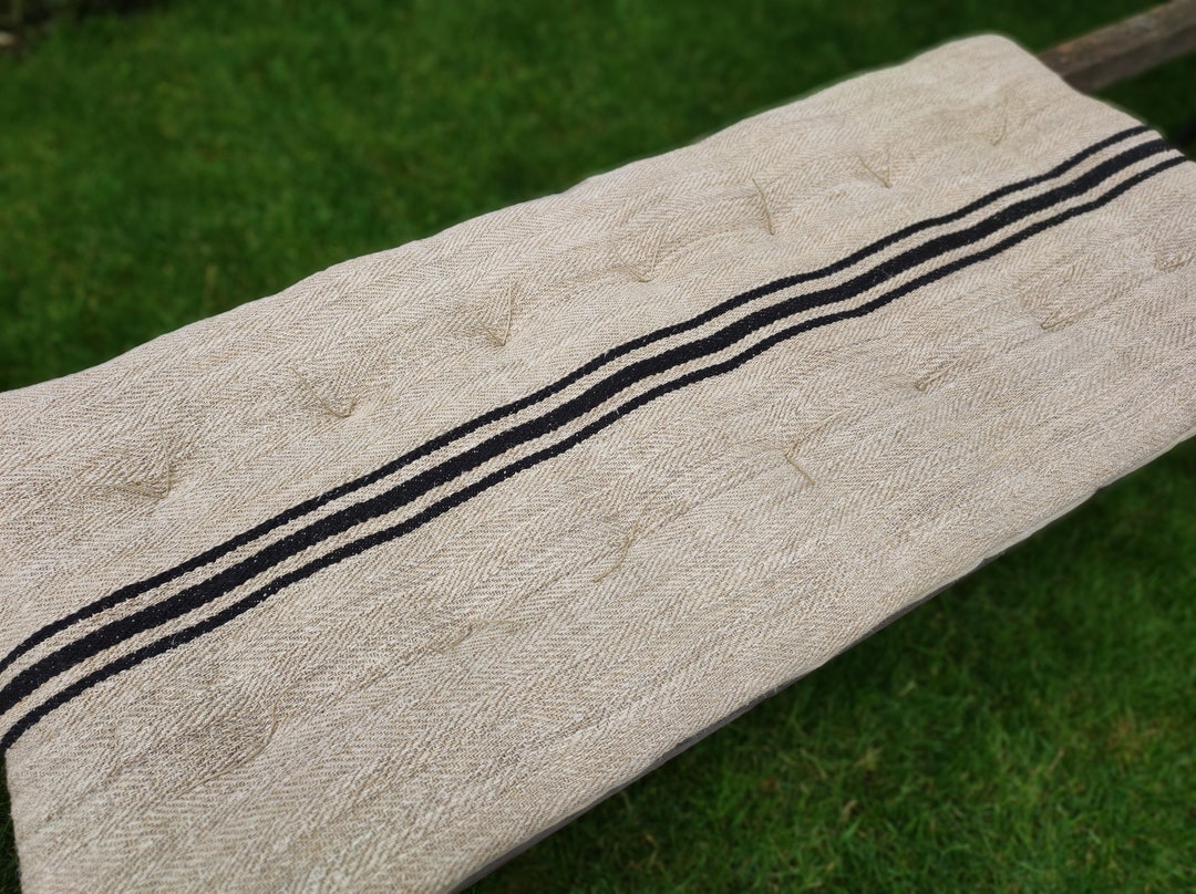 Custom Grain Sack Bench Cushion, Washable Padded Feedsack Picnic Table ...