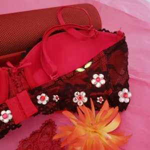 Club or Festival Bra, Rave Bra, Club Top, Beach Top, Red and Black Push ...