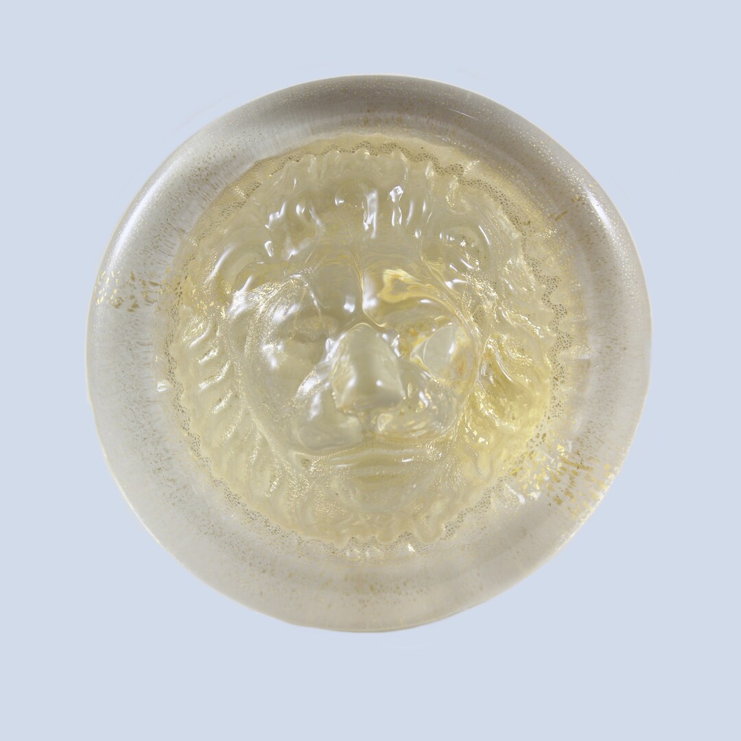 Italian Murano Glass Lion Head Paperweight 3 Gold Aventurine Medallion ...