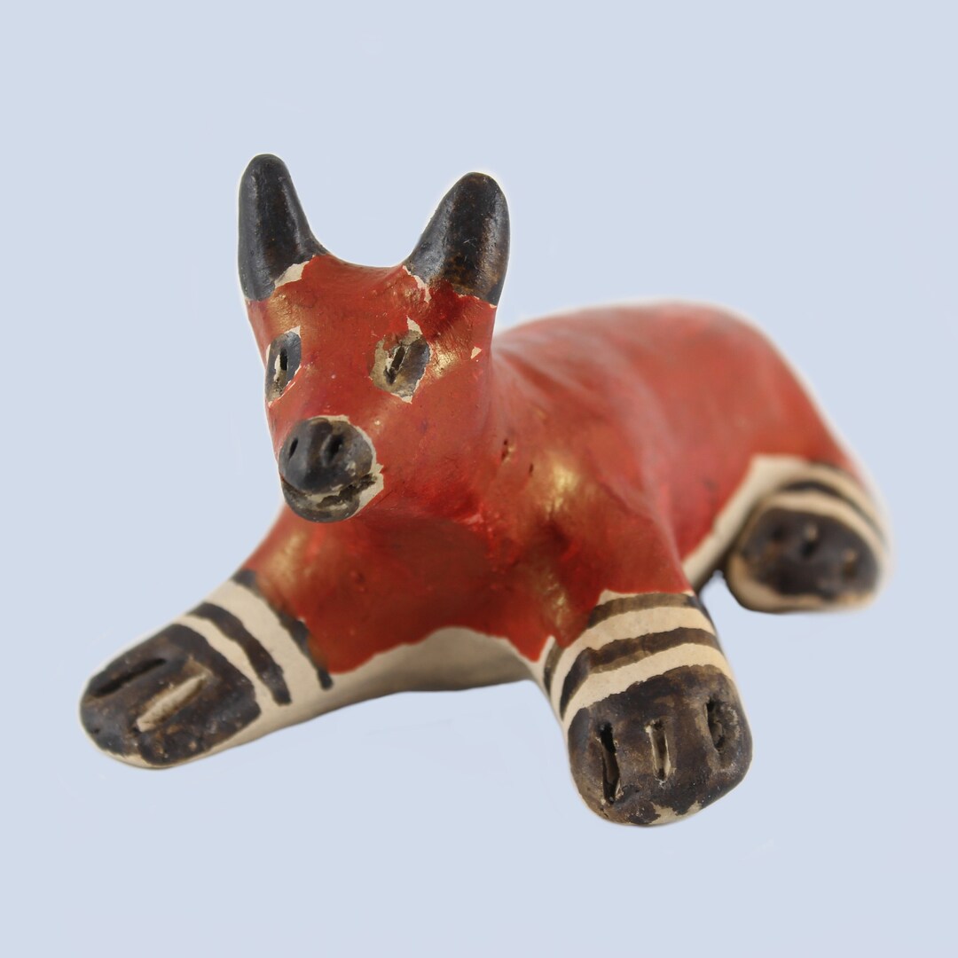 Brazilian Karaja Tribe Polychrome Clay Ritxoco Doll 5.75 Dog Figure ...