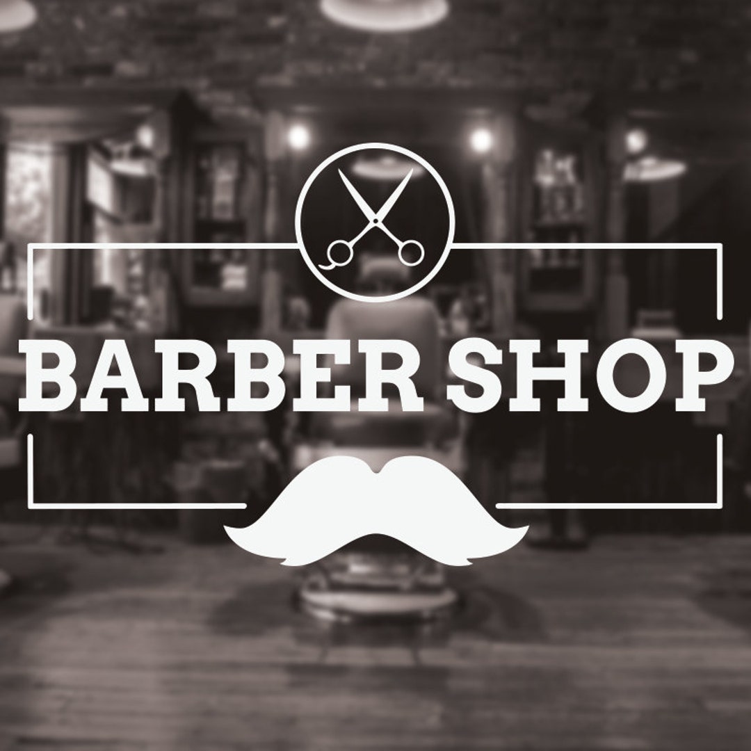 Barber Shop Decal Large Rectangle, Traditional Barbers Window Sign ...