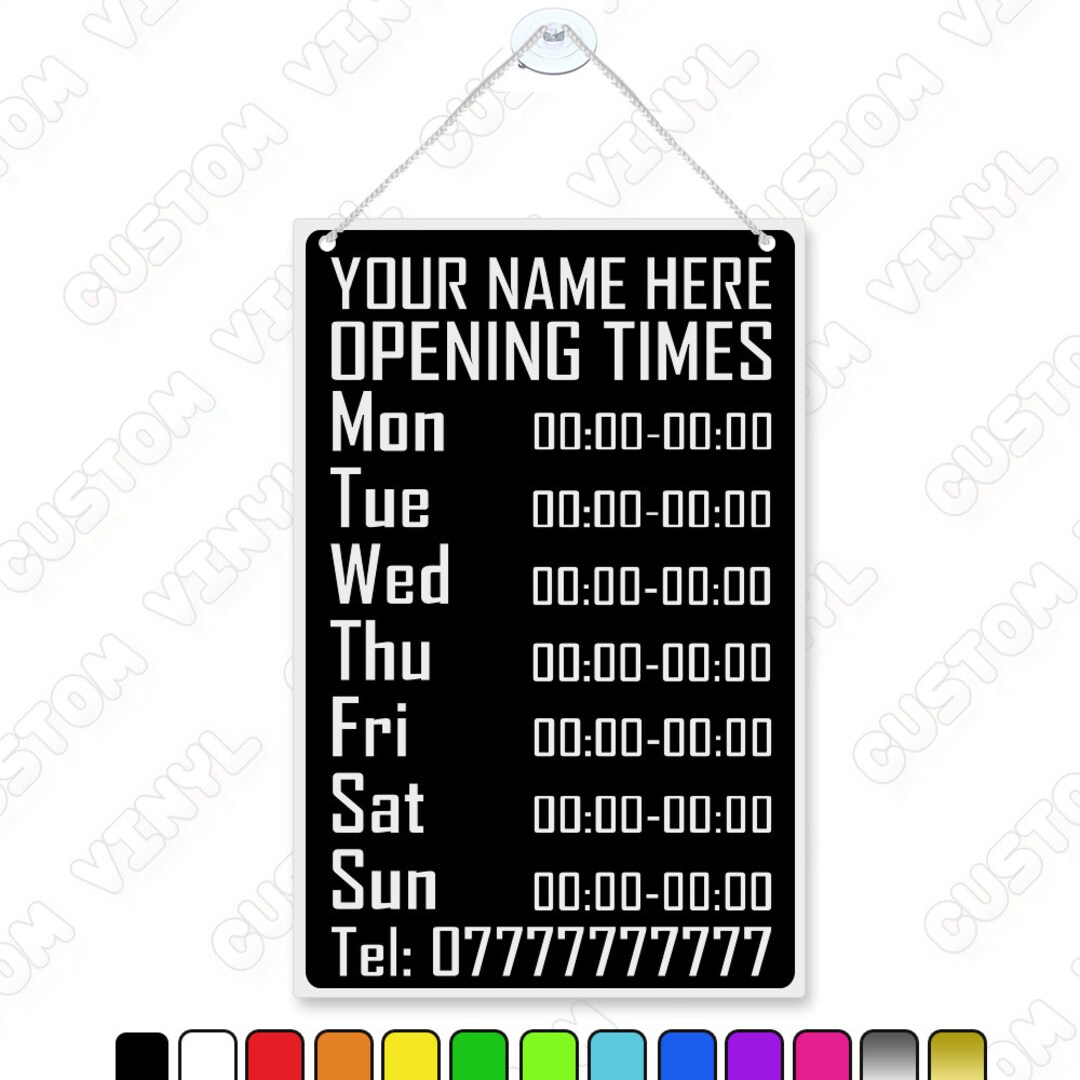 Hanging Opening Times, Custom Business Hours Sign, Opening Times Sign ...