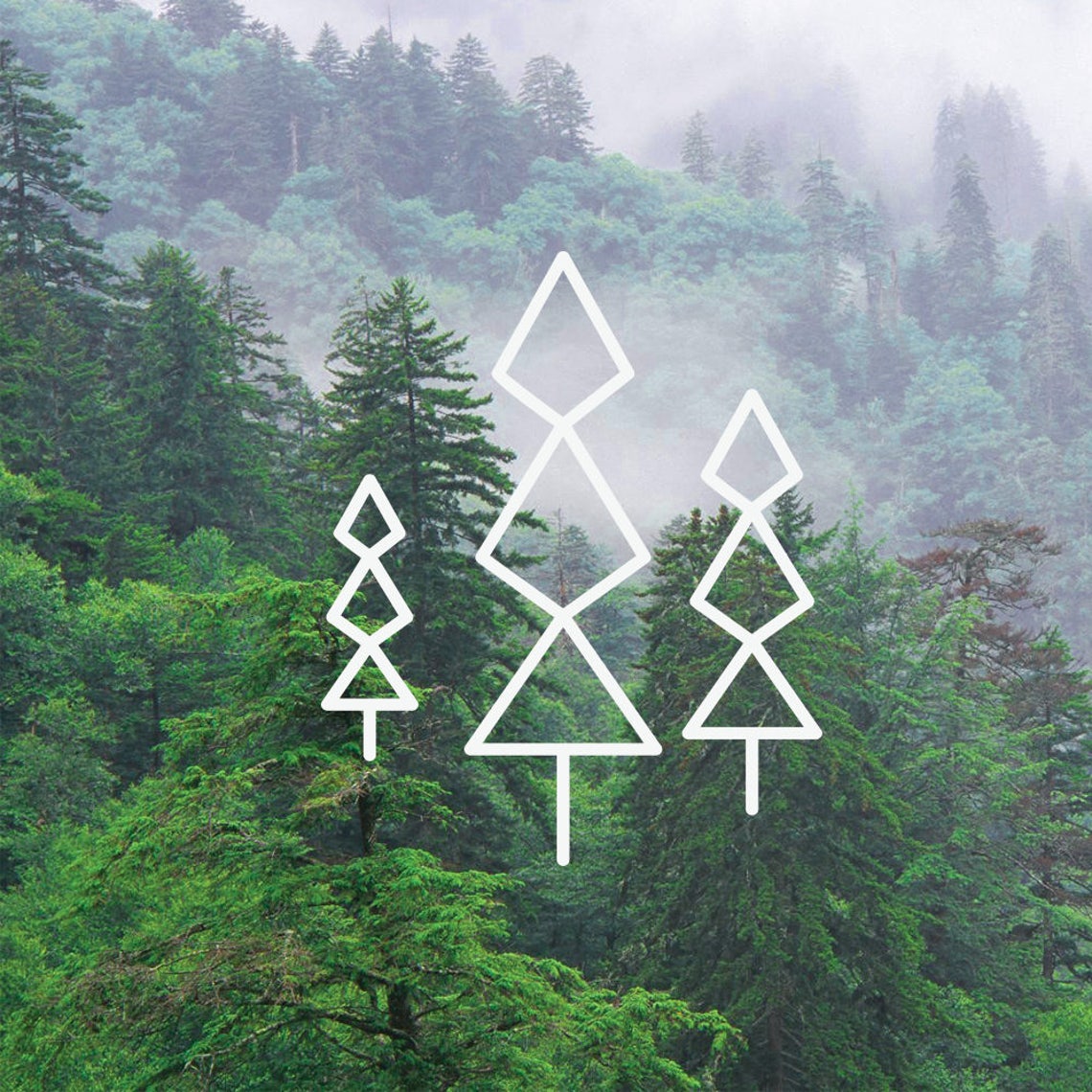 Trees Decal Geometric Trees Decal Adventure Decal Nature | Etsy