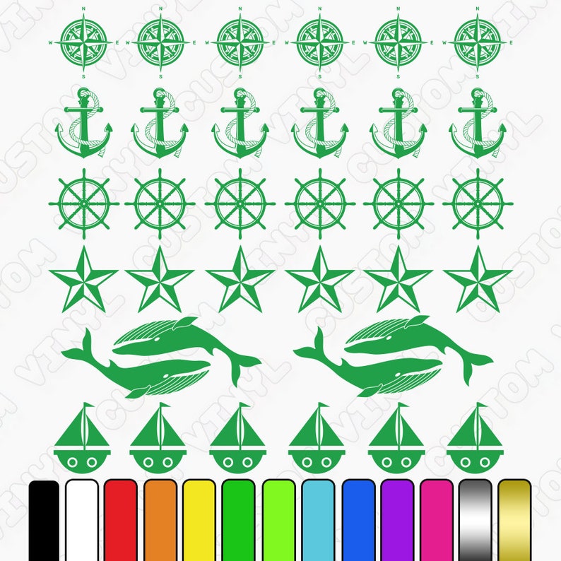 Nautical Wall Decals Sea Life Wall Stickers Decal Set of 34 - Etsy