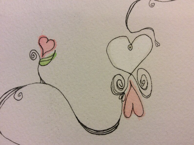 Original Small Ink Painting // Heart Vine // Ink Artwork // Frameable ...