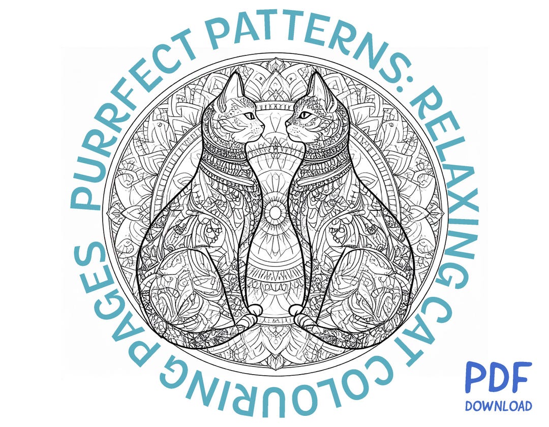 Purrfect Patterns: Relaxing Cat Colouring Pages - Etsy