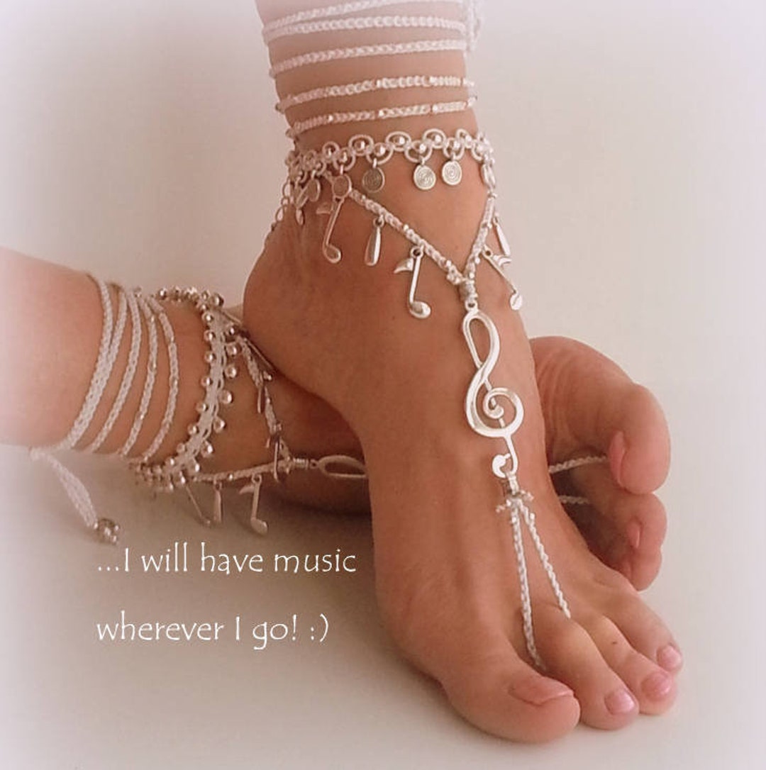 Wedding Barefoot Sandals Bride Boho Shoes Hippie Anklet Bohemian Foot ...