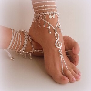 Music Barefoot Sandals, Boho Wrapped Ankle, FOOT JEWELRY, Hippie Anklet ...