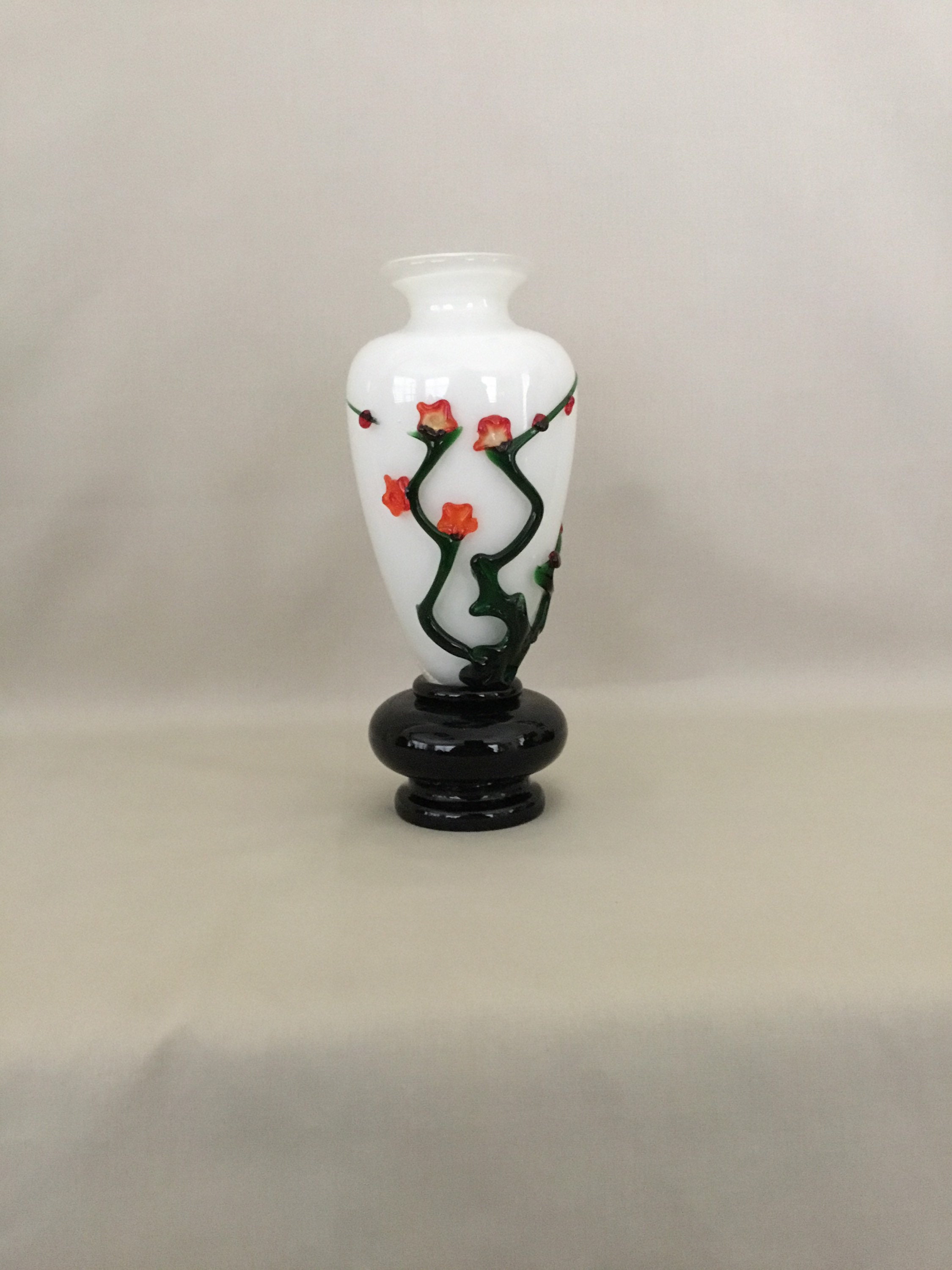 Vintage Peking Glass Vase With Overlay Red Blossom Tree - Etsy