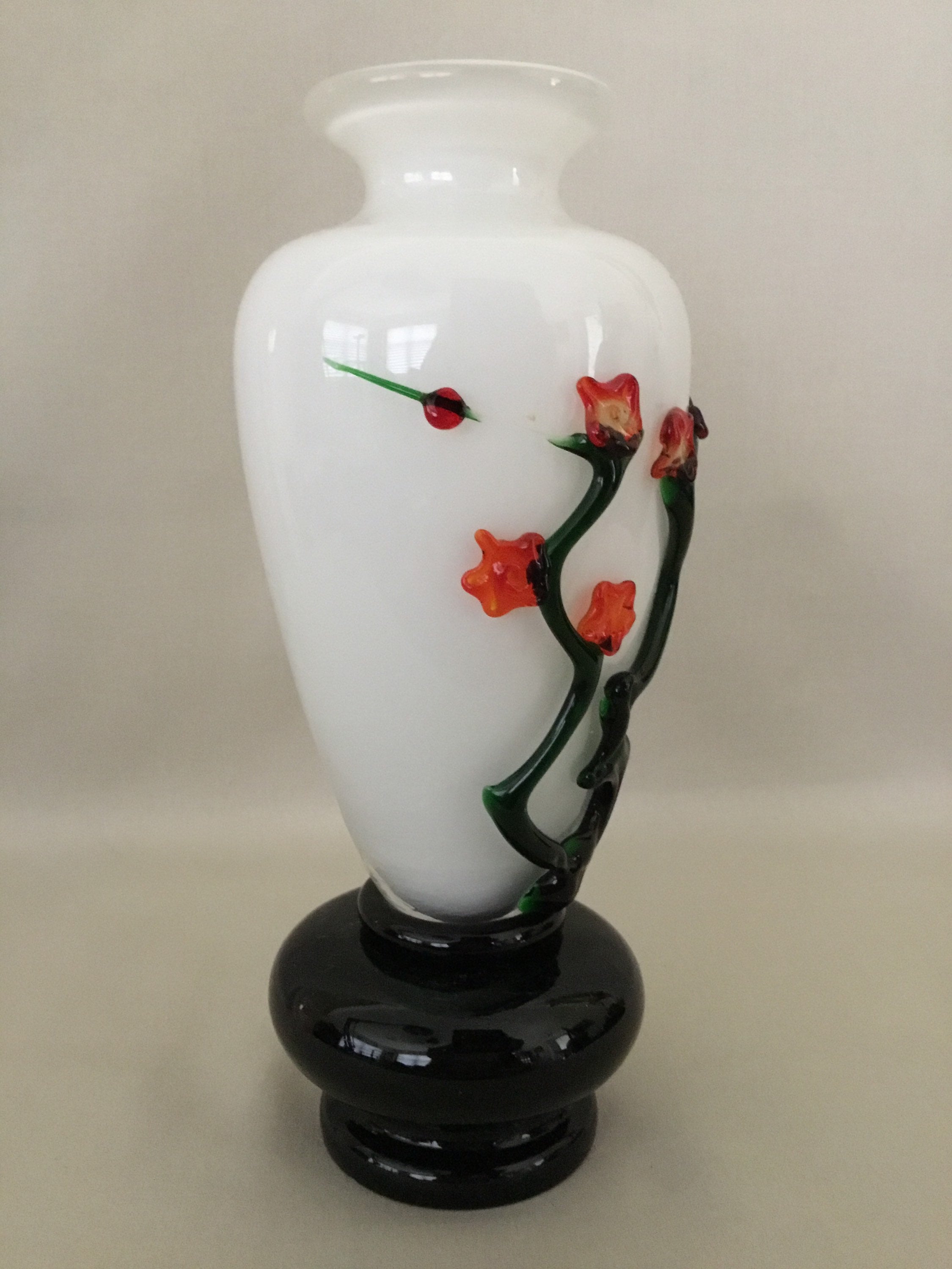 Vintage Peking Glass Vase With Overlay Red Blossom Tree - Etsy