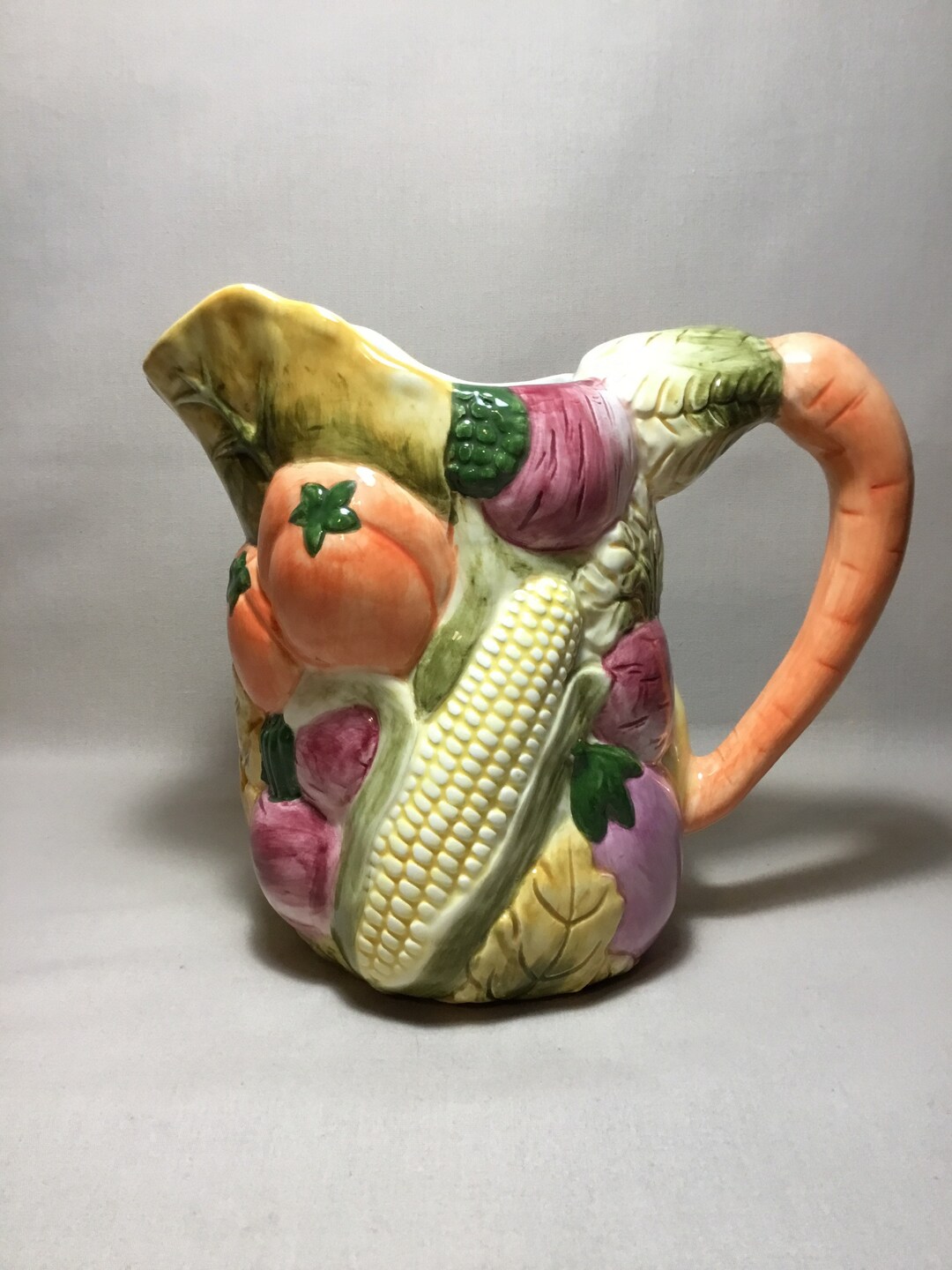 Vintage 3d Relief Vegetable Pitcher - Etsy