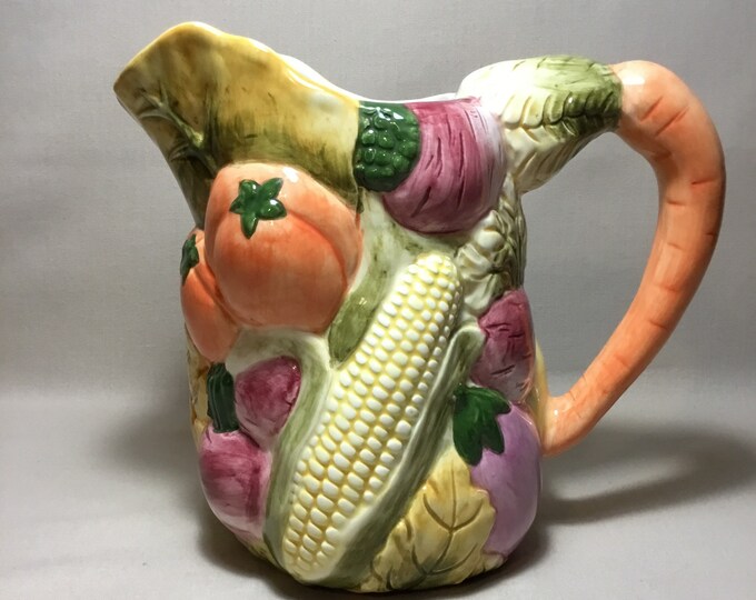 Vintage 3d Relief Vegetable Pitcher - Etsy