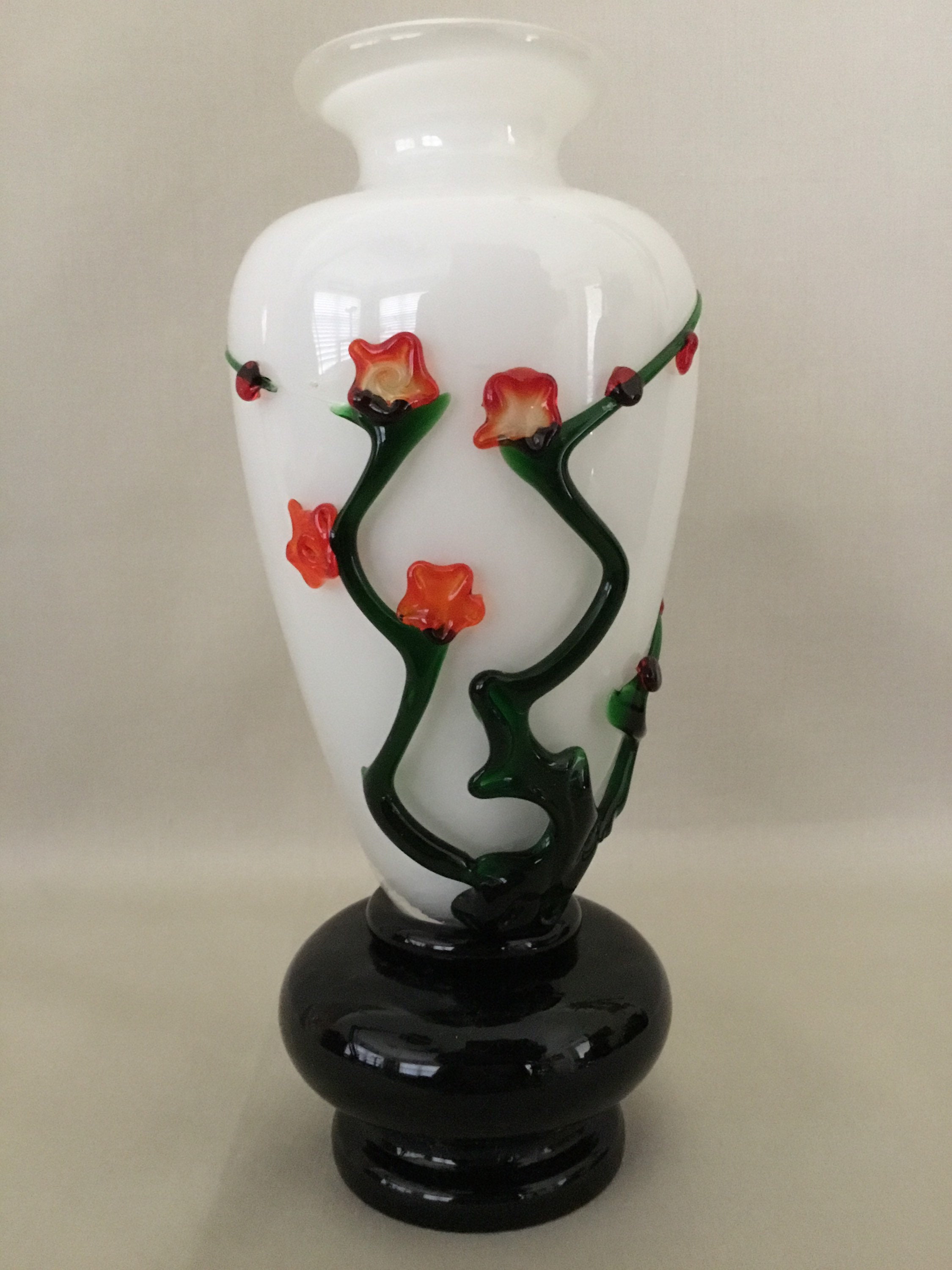 Vintage Peking Glass Vase With Overlay Red Blossom Tree - Etsy