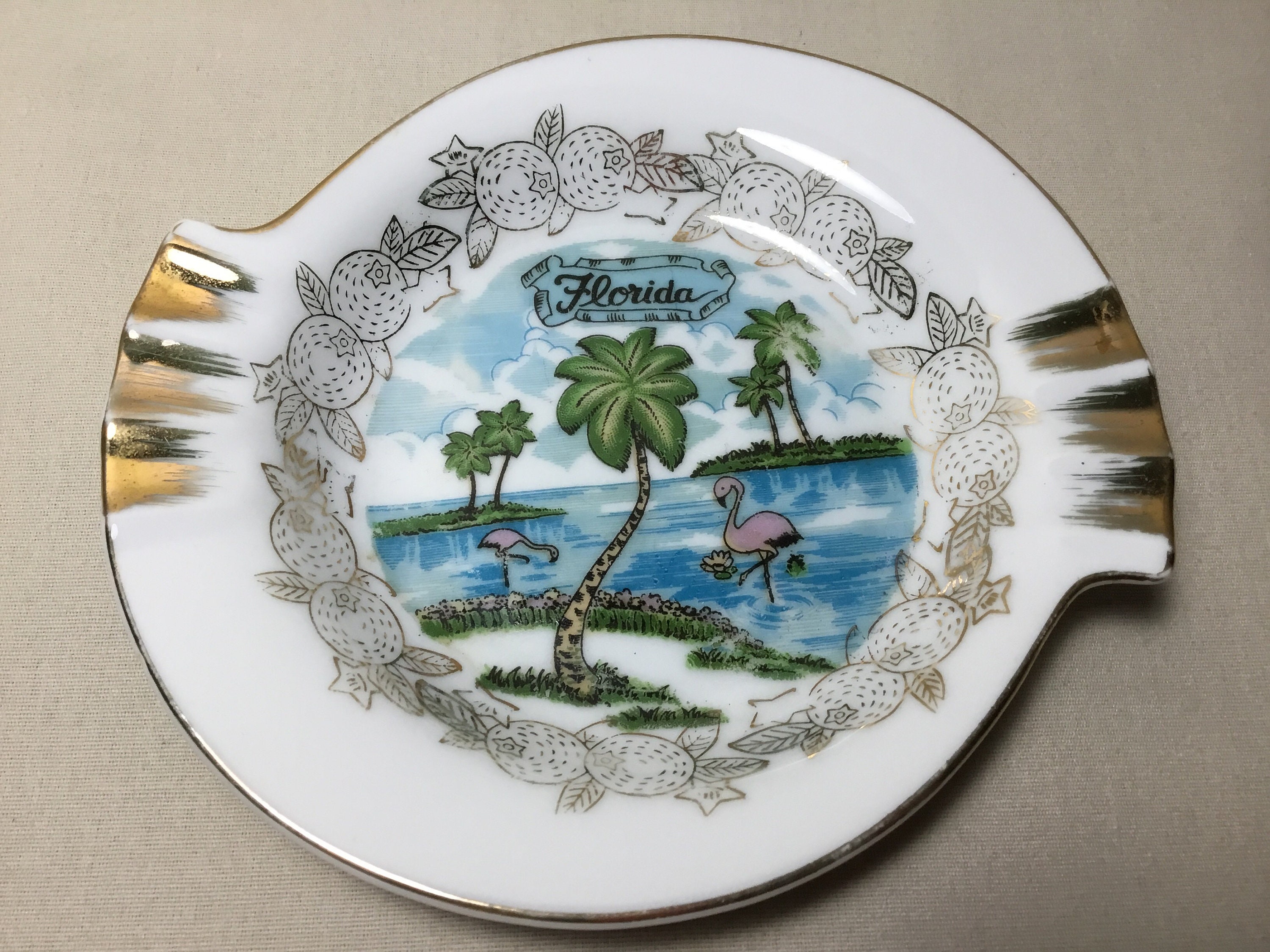Vintage Florida Souvenir Ashtray Set - Etsy