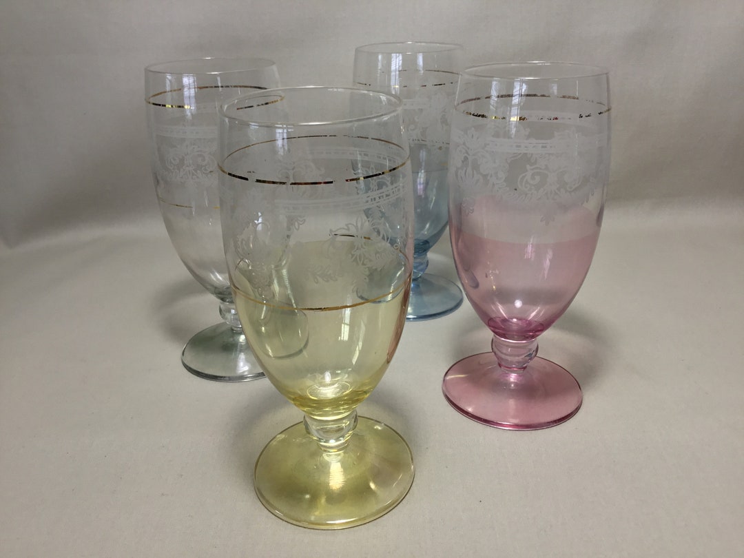Vintage Candy Cotton Color Water Goblets - Etsy
