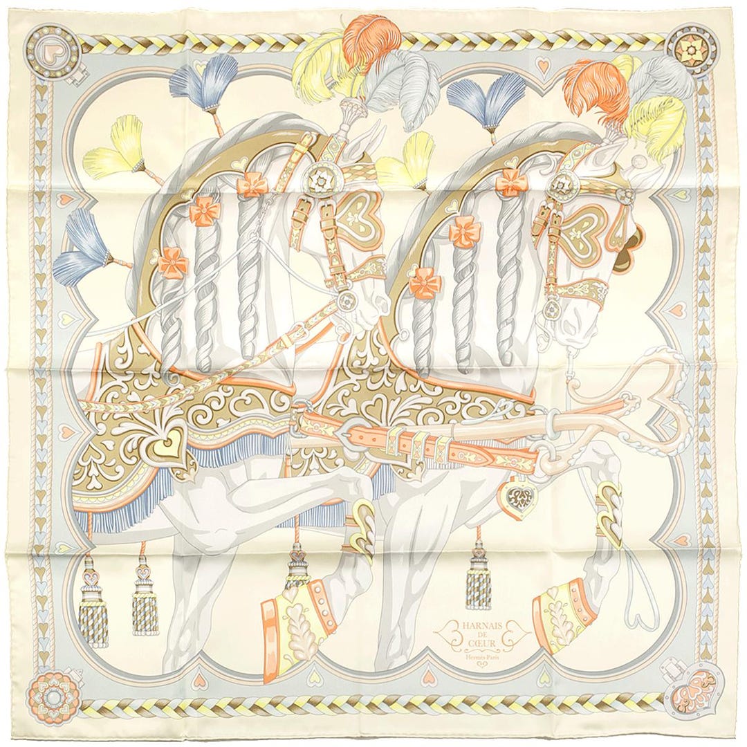 Hermes Scarf "harnais De Coeur" by Daiske Nomura 90cm Silk | Carre ...