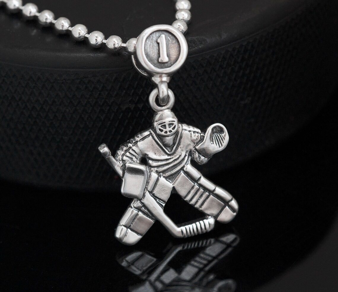 Personalized Hockey Goalie Silver Pendant Hockey Goalie Gift - Etsy