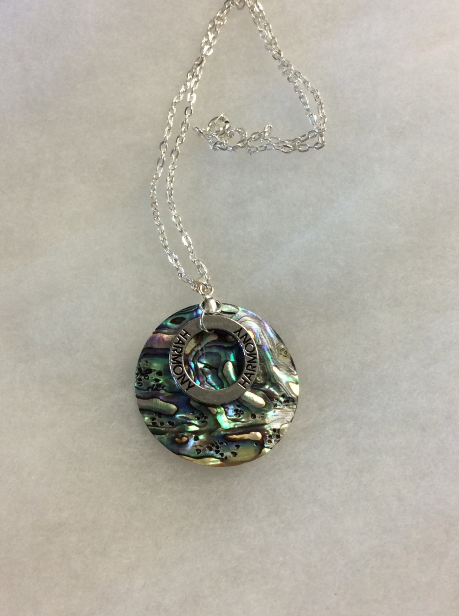 Abalone Shell and Harmony Charm Necklace/abalone Jewelry/inspirational ...