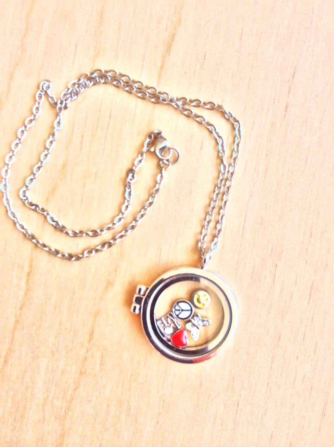 Love and Peace Locket Necklace/window Locket Jewelry/handmade - Etsy