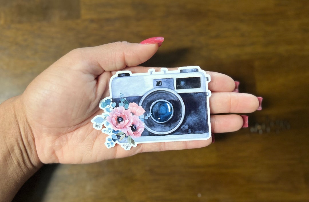 Floral Vintage Camera Sticker V2 , Photography Sticker, Flower Camera ...