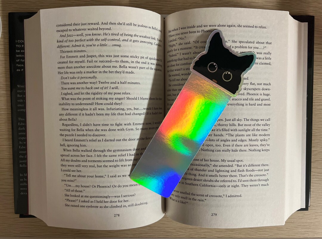 Holographic Black Cat Bookmark, Fall Bookmark, Halloween Bookmark ...