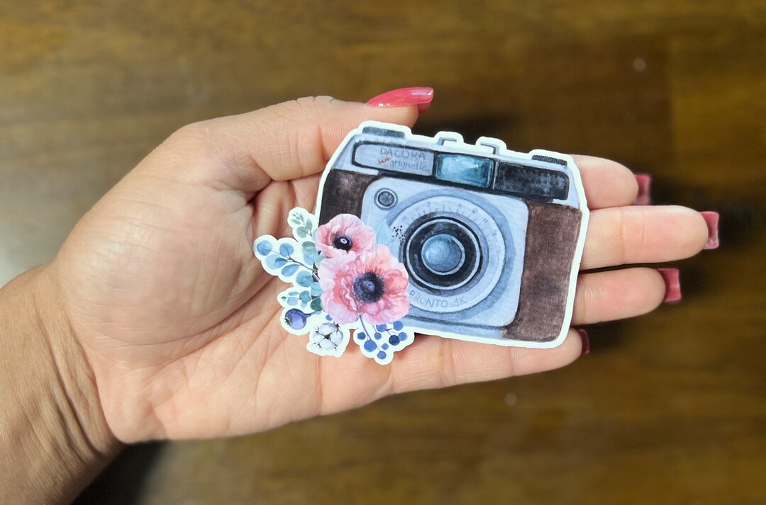 Floral Vintage Camera Sticker V3, Photography Sticker, Flower Camera ...