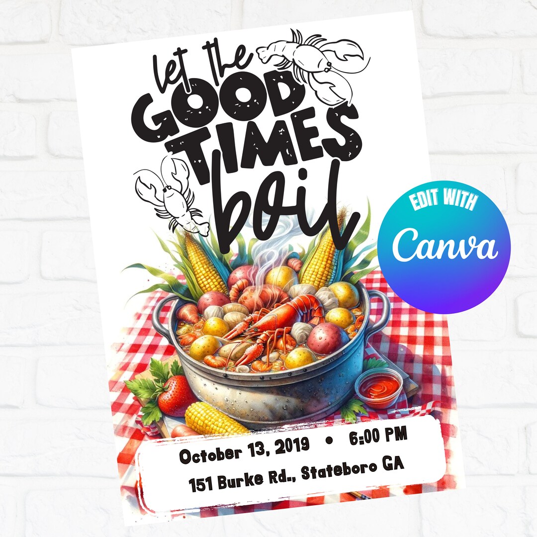 Low Country Boil Invitation, Editable Invitation, Low Country Boil ...