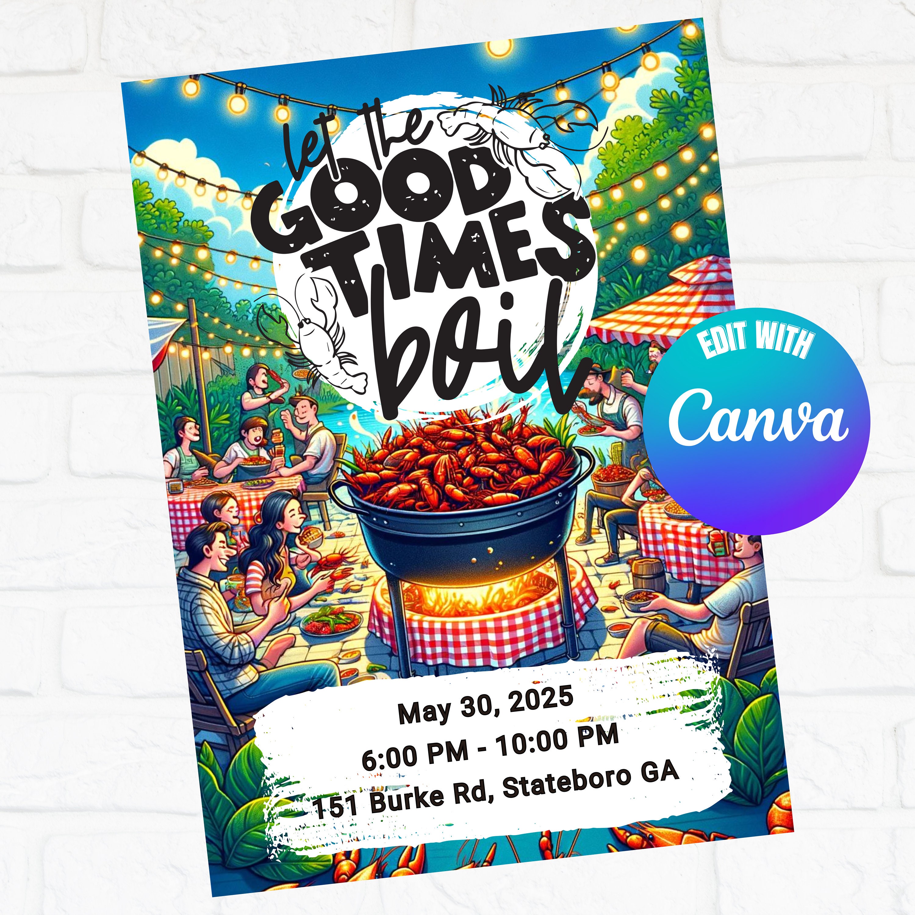 Low Country Boil Invitation: Editable Picture Invite (digital Download ...