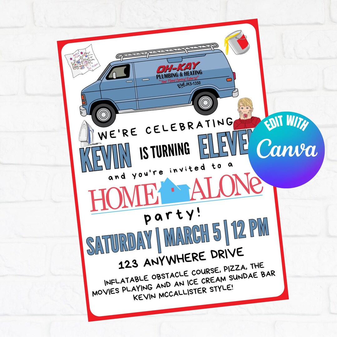 Home Alone Birthday Invitation: Editable Kid Invite (canva Template) - Etsy