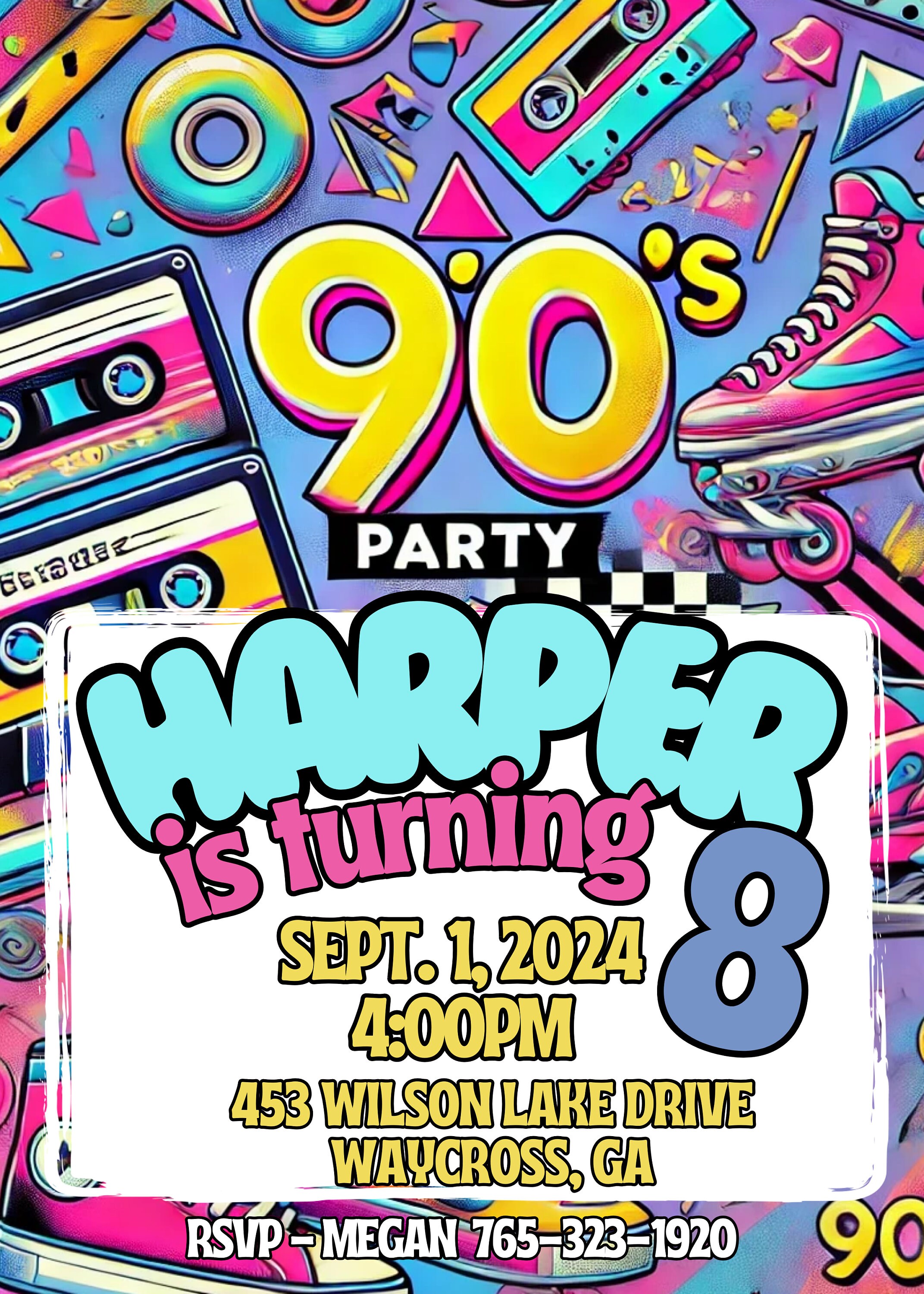 90s Party Invitation: Retro Canva Template (digital Download) - Etsy