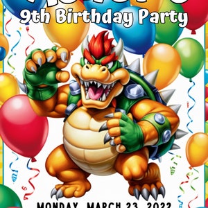 Bowser Birthday Invitation, Mario Bros Invitation, Super Mario Birthday ...