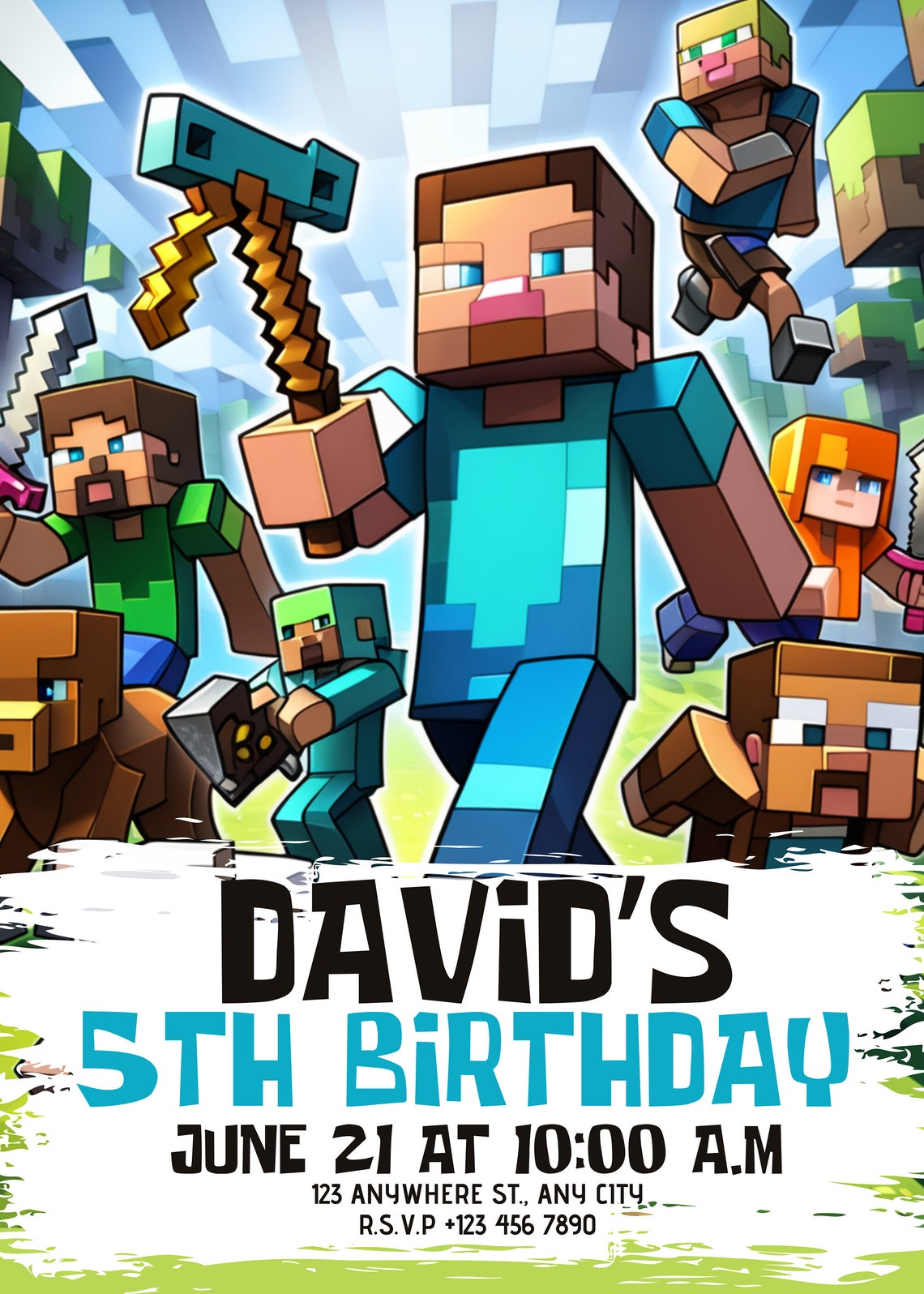 Minecraft Invitation, Minecraft Birthday Invitation, Minecraft Invite ...
